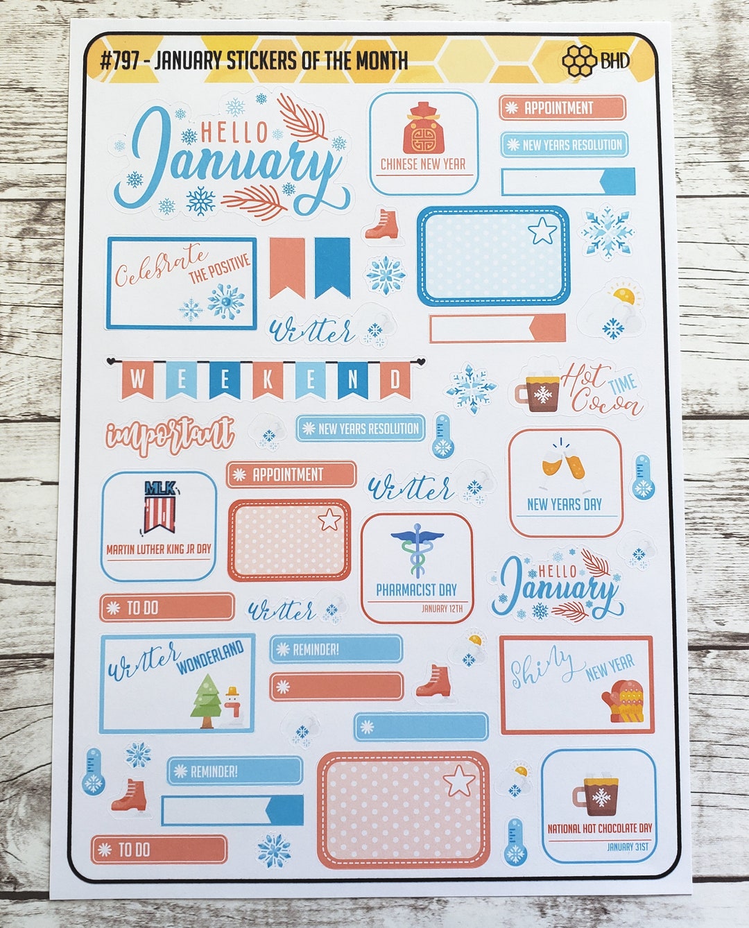 January Stickers of the Month // Decorative and Functional // Planner ...