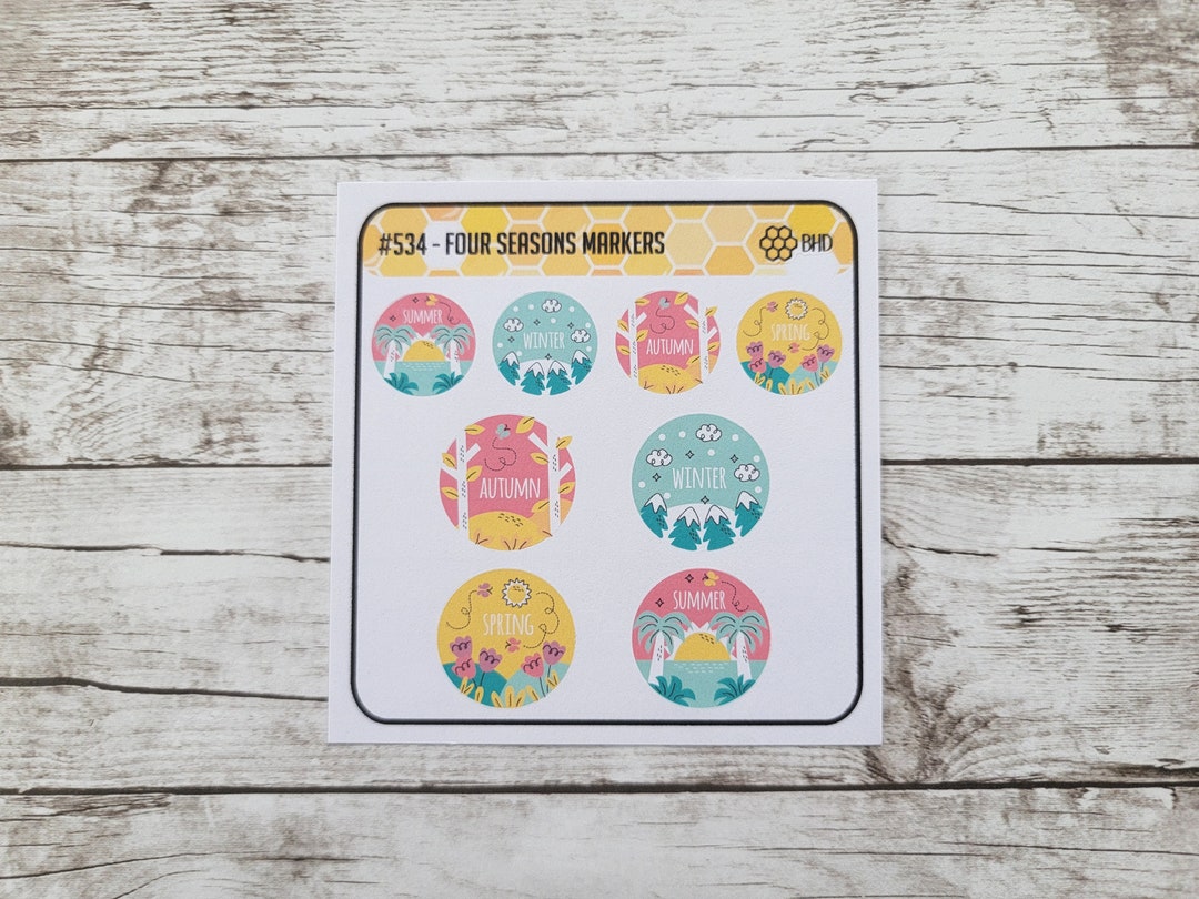 Four Seasons Markers // Winter // Summer // Spring // Autumn (set of 8 ...
