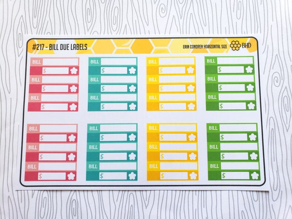 Stackable Bill Due Labels set of 8 Item 217 - Etsy