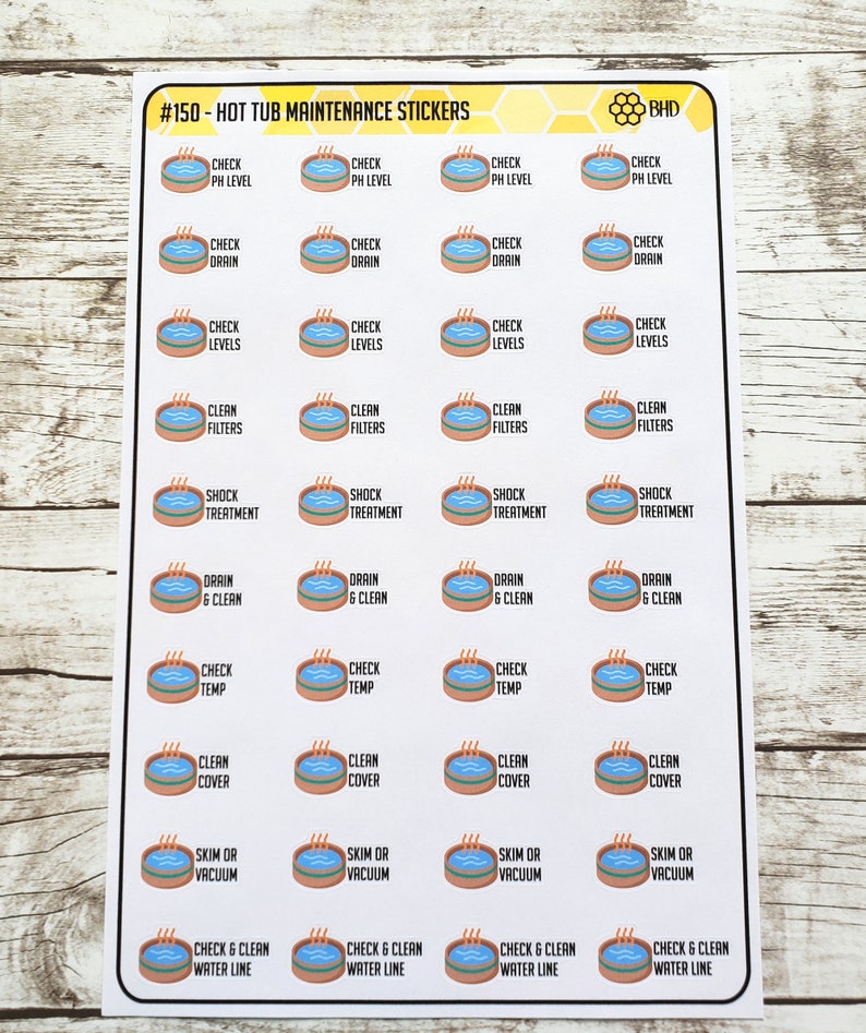Hot Tub Maintenance Stickers (set of 40) Item #150 - Etsy