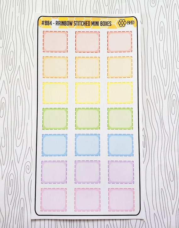 Rainbow Stitched Mini Boxes set of 21 Item 884 | Etsy