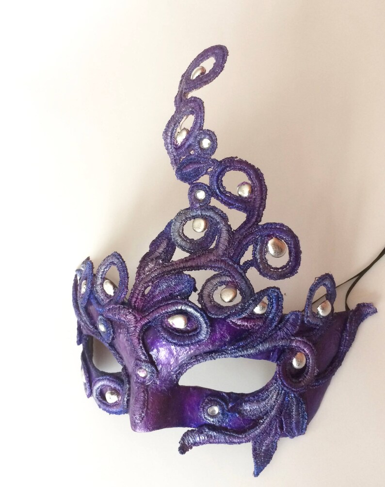 Violet Swirly Lace Eye Mask - Masquerade Mask, Venation Mask, Mardi ...