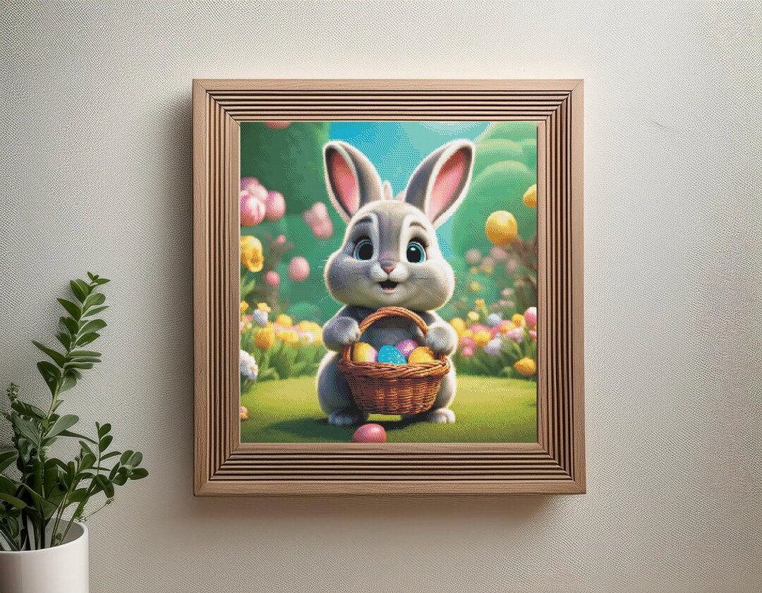 Hippity Hop Cross Stitch Pattern: Full Coverage Bunny (PDF Pattern) - Etsy