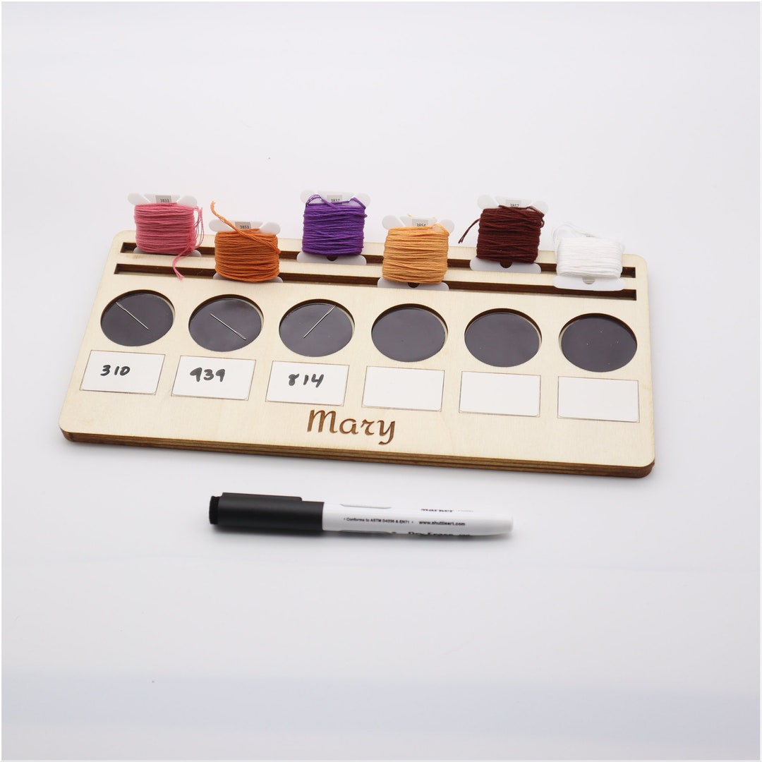 Engraved Wooden Stitching Tray | Tool Tray | Floss Bobbin Stand | Cross ...