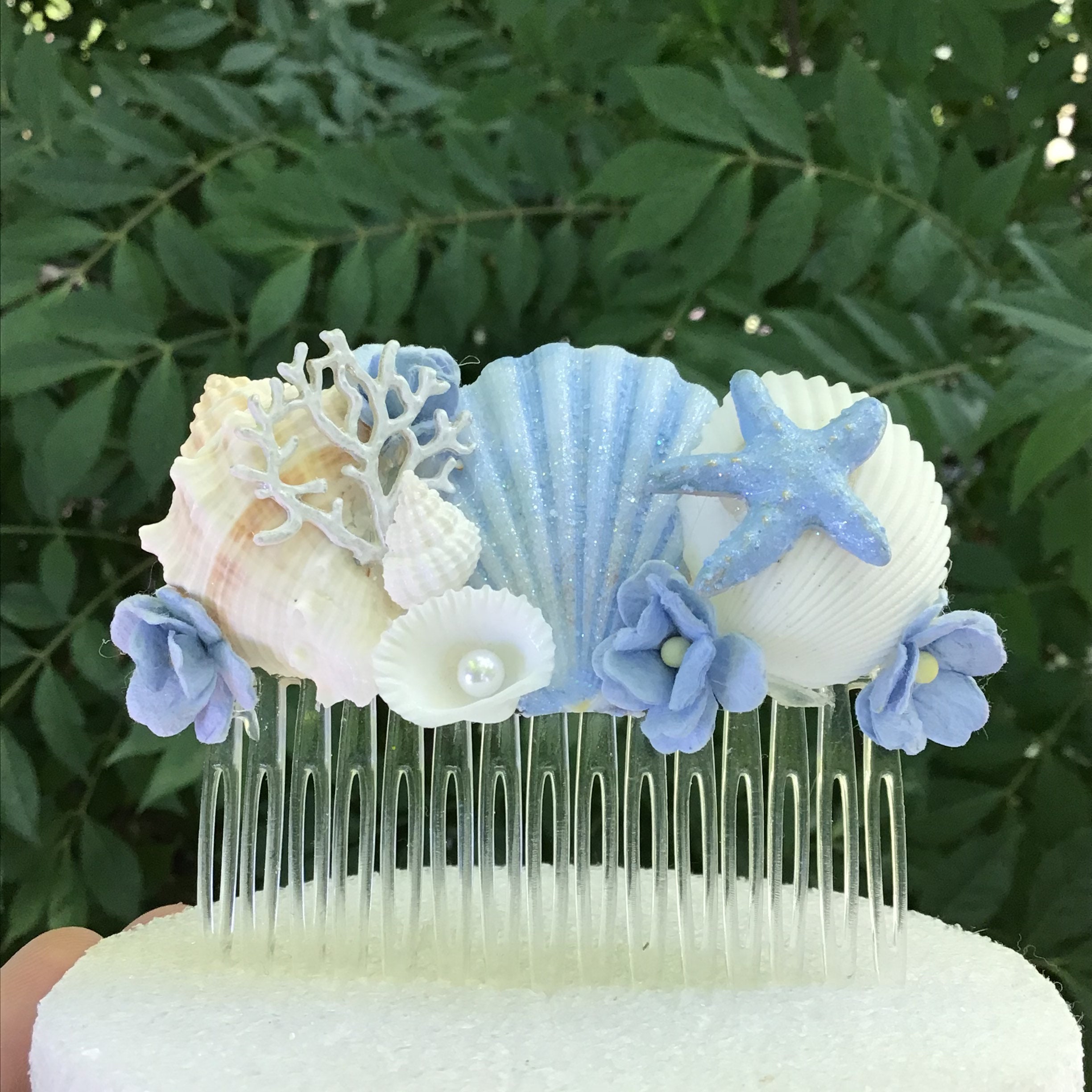 Blue Seashell Comb / Beach Seashell Comb / Beach Wedding Hair - Etsy