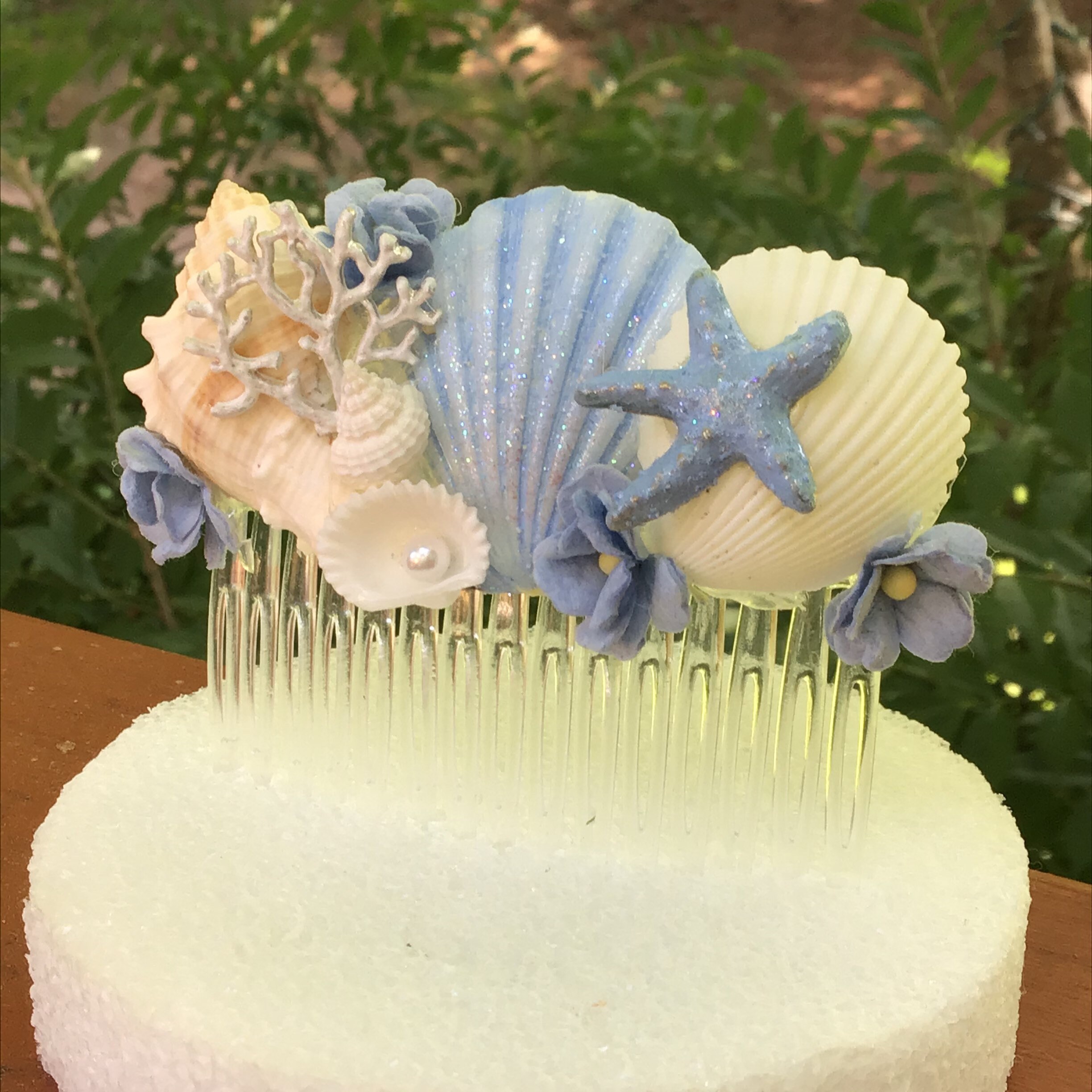 Blue Seashell Comb / Beach Seashell Comb / Beach Wedding Hair - Etsy