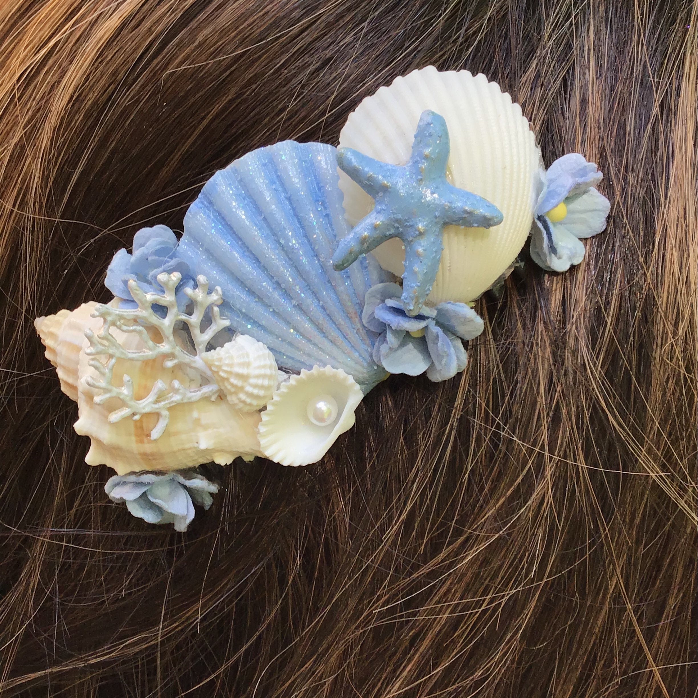 Blue Seashell Comb / Beach Seashell Comb / Beach Wedding Hair - Etsy