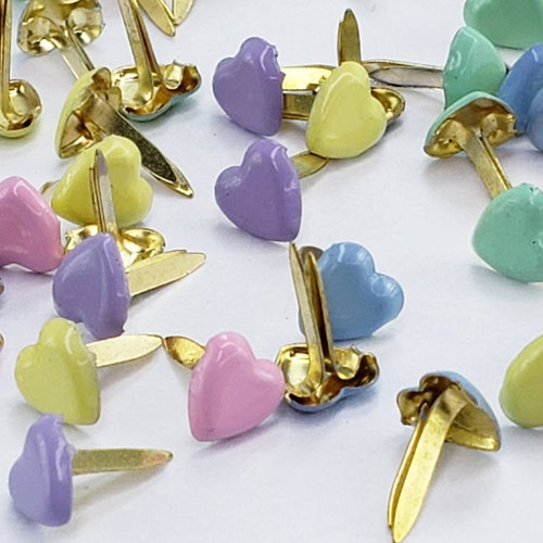 Pink Heart Brads Mini Scrapbooking Paper Fasteners 100ct | Etsy