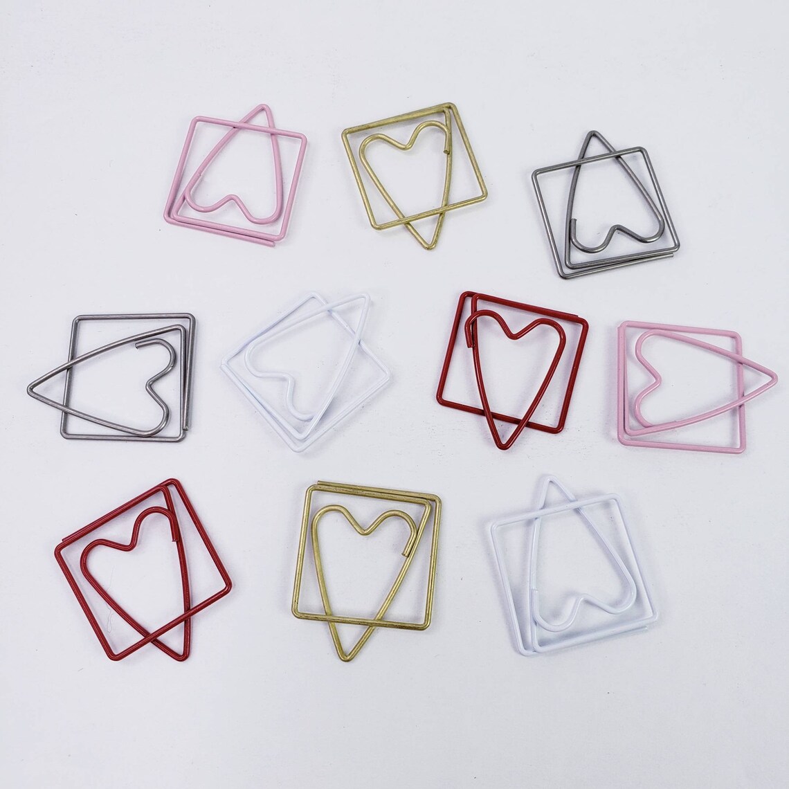 10 Heart Shaped Paper Clips Fasteners Clip 5 Clrs Heart Love - Etsy
