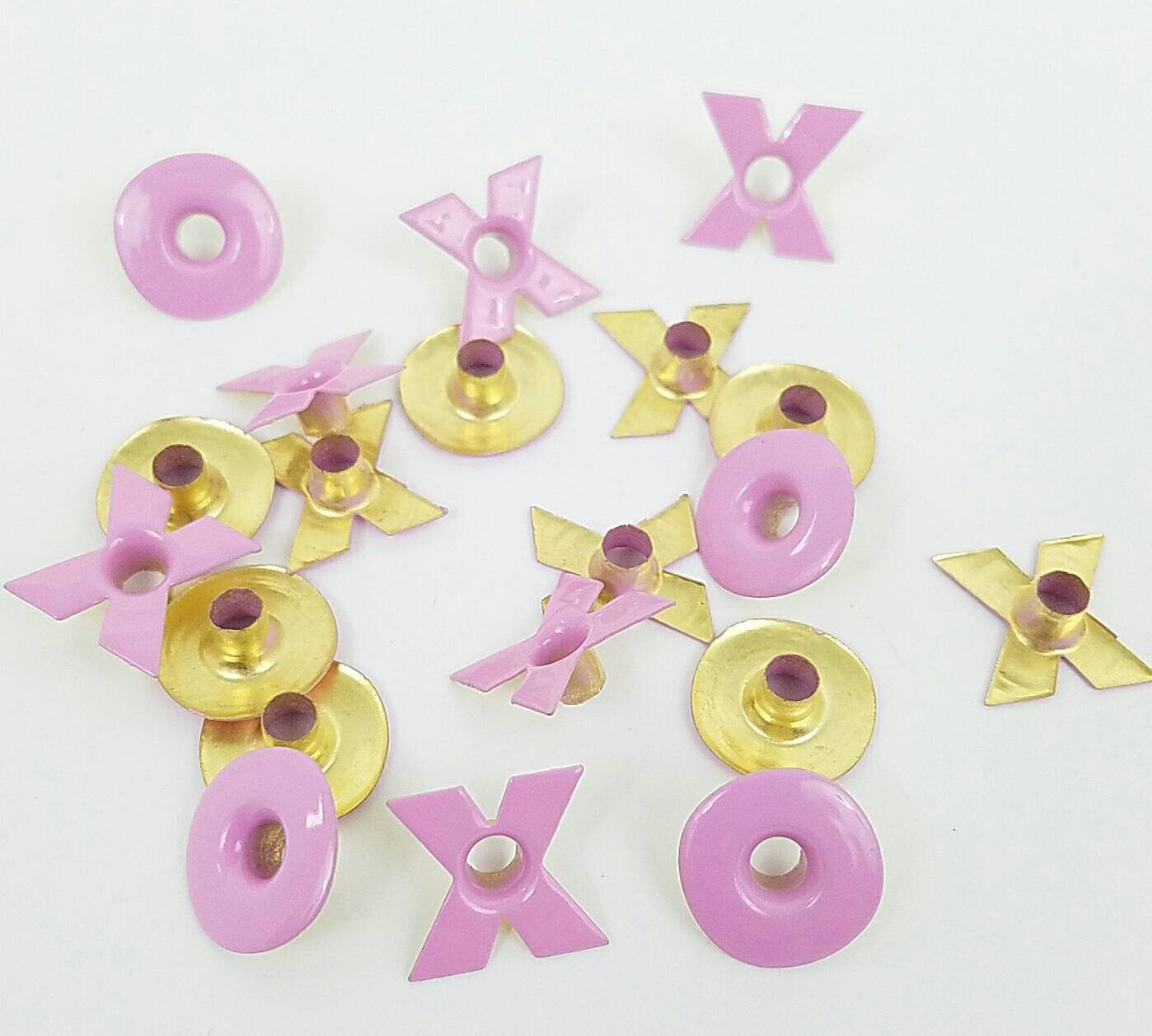 20 Valentine Eyelets Pink Xs Os 3/16" Hugs Kisses Embellishments Junk ...