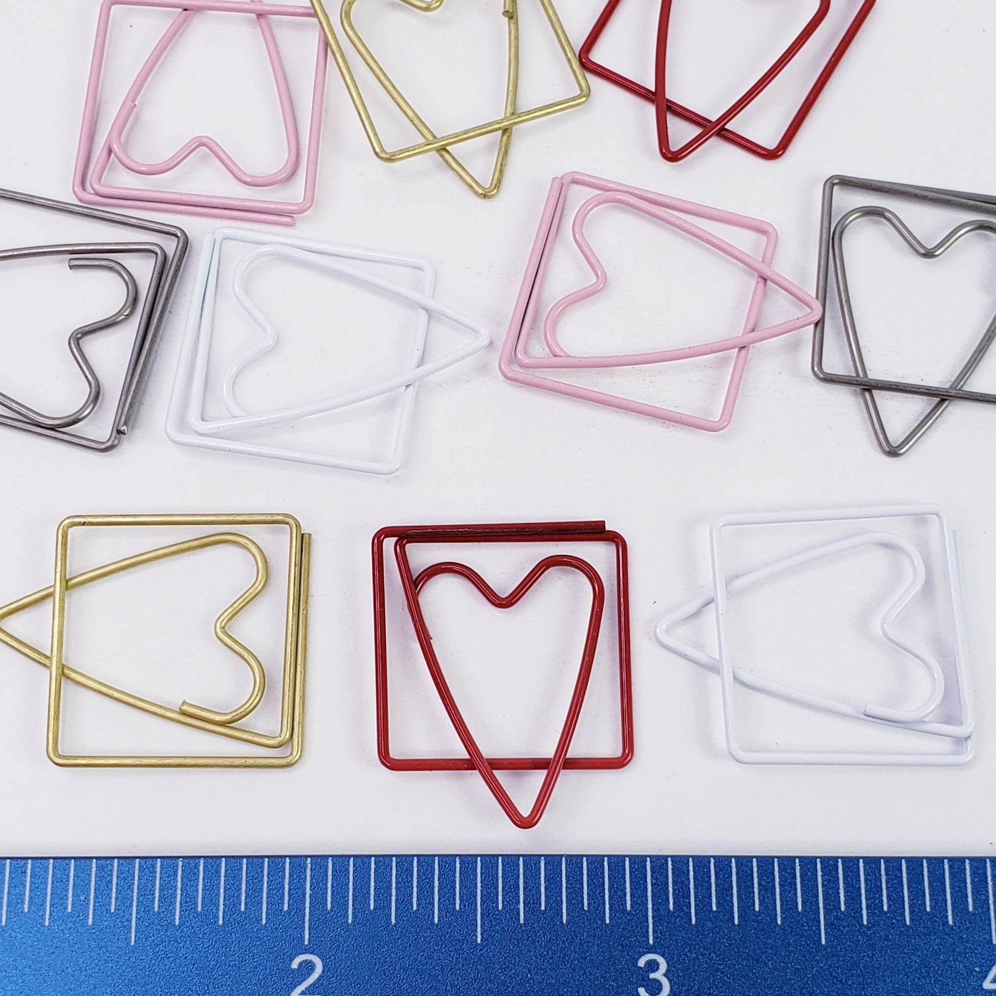 10 Heart Shaped Paper Clips Fasteners Clip 5 Clrs Heart Love - Etsy