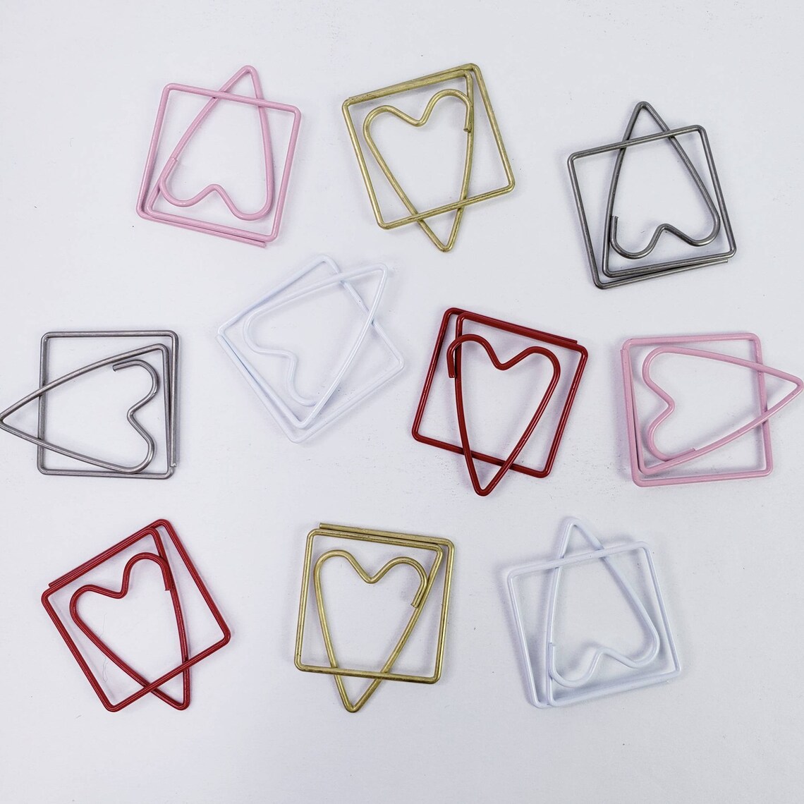 10 Heart Shaped Paper Clips Fasteners Clip 5 Clrs Heart Love - Etsy