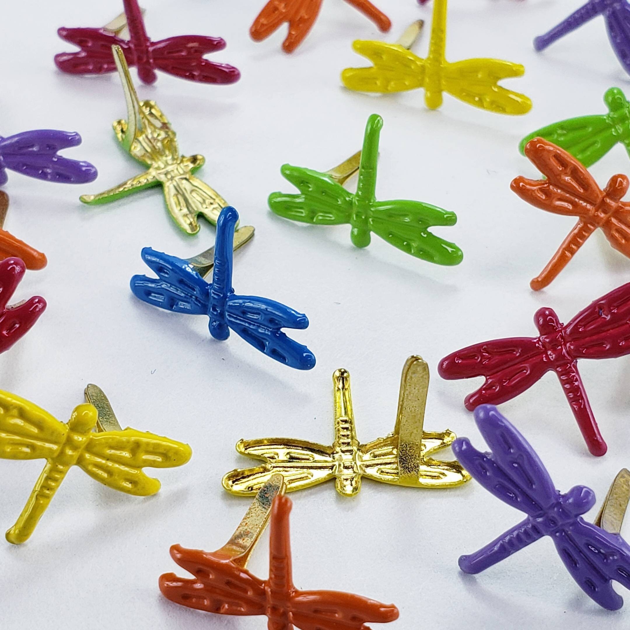20 Tropical Dragonfly Brads 6 Bright Colors Cardmaking Scrapbooking ...
