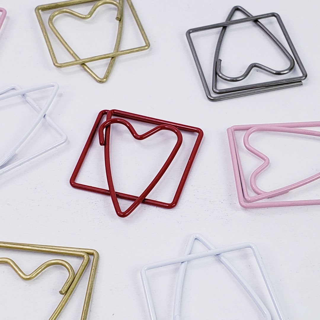 10 Heart Shaped Paper Clips Fasteners Clip 5 Clrs Heart Love Valentine ...