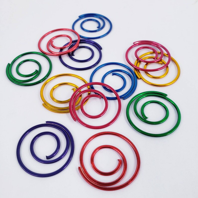 12 Metallic Spiral Paper Clips Spirals 6 Colors Cardmaking Scrapbooking ...