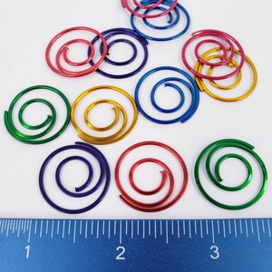 12 Metallic Spiral Paper Clips Spirals 6 Colors Cardmaking Scrapbooking ...