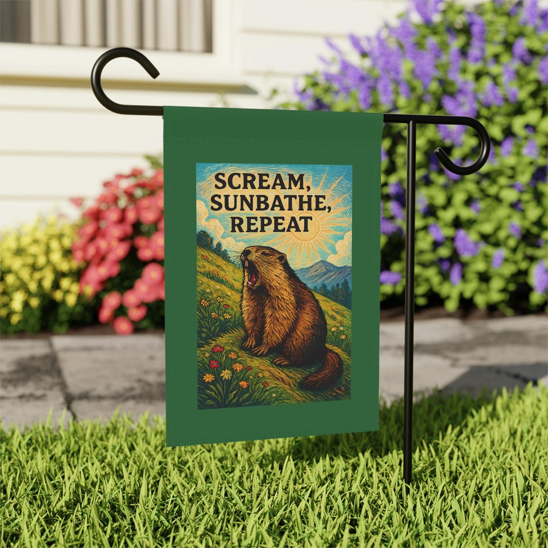 Scream Sunbathe Repeat Garden Flag | Marmot Scream House Banner - Etsy