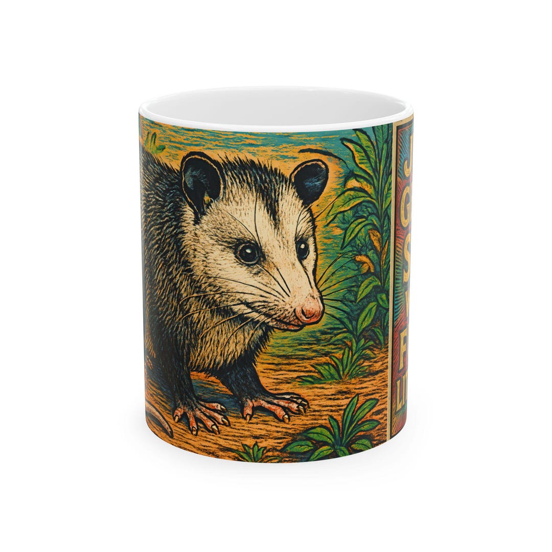 Vintage Opossum Illustration Mug | Rustic Wildlife Animal Art Ceramic ...
