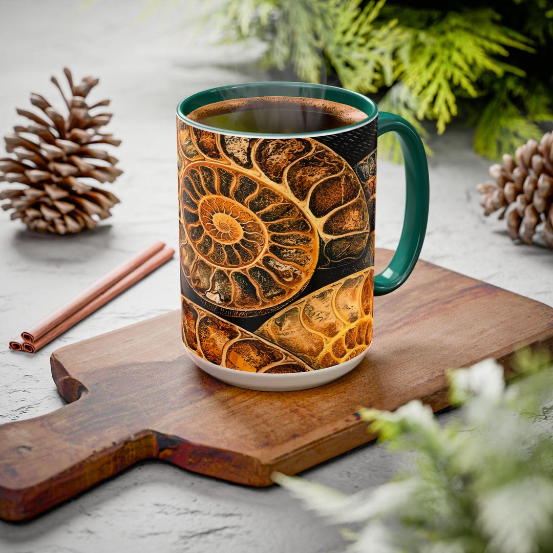 Golden Ammonite Shells Mug | Ceramic Coffee Cup - Etsy