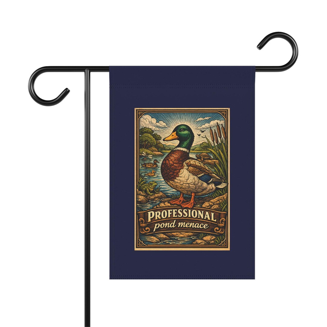 Mallard Duck Illustration Garden Flag | Professional Pond Menace - Etsy