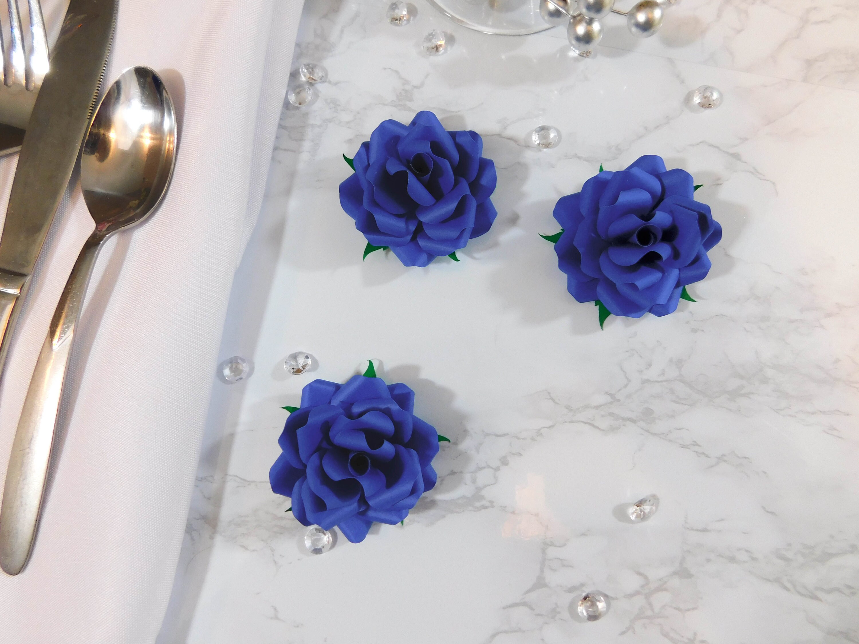 Small Royal Blue Paper Flowers Wedding Table Decor Loose | Etsy