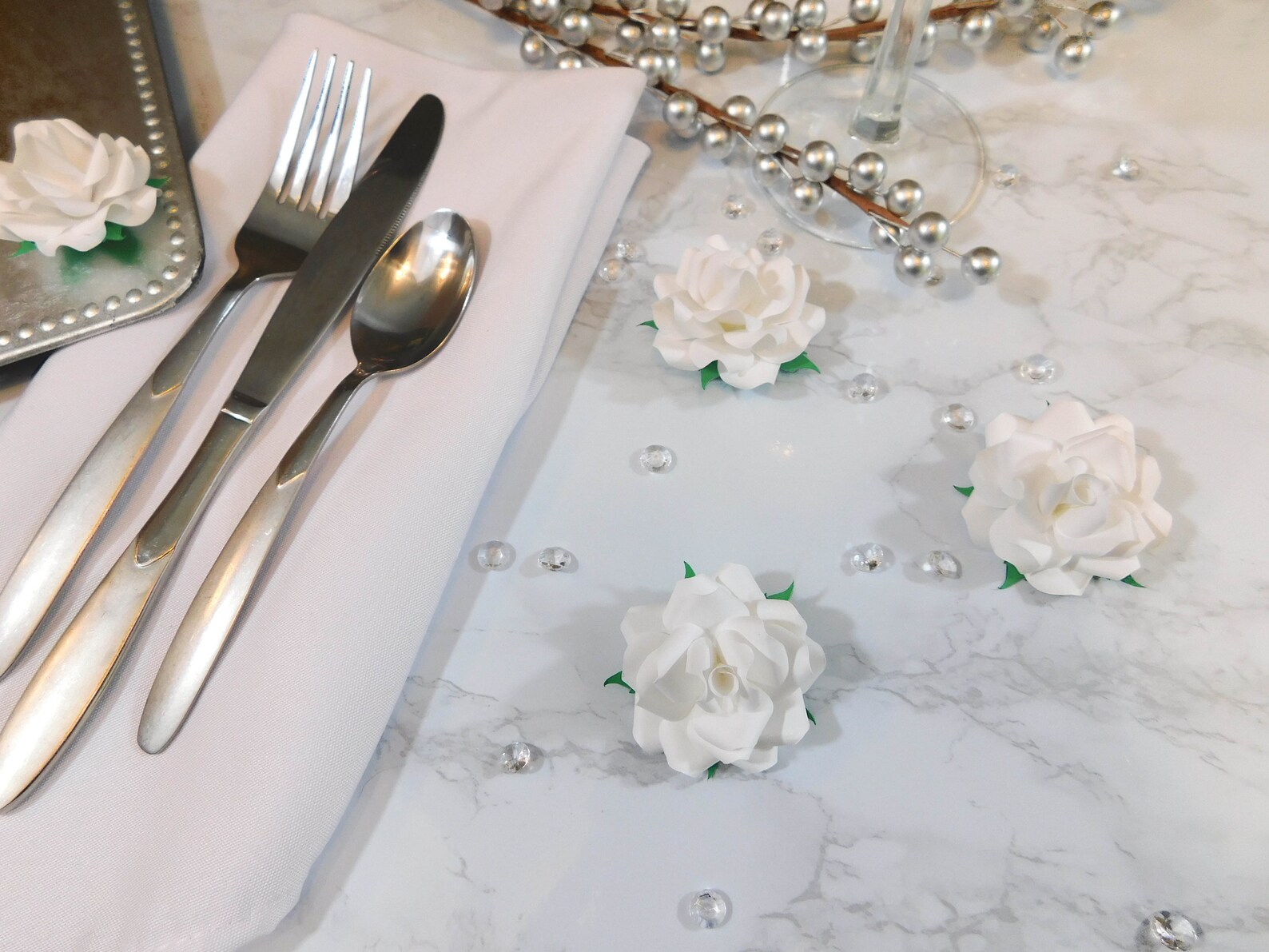 Small White Paper Flowers Wedding Table Decor Loose White | Etsy