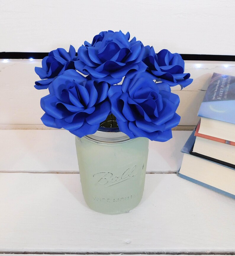 Royal Blue Flowers Paper Flowers With Stems Paper Flower | Etsy