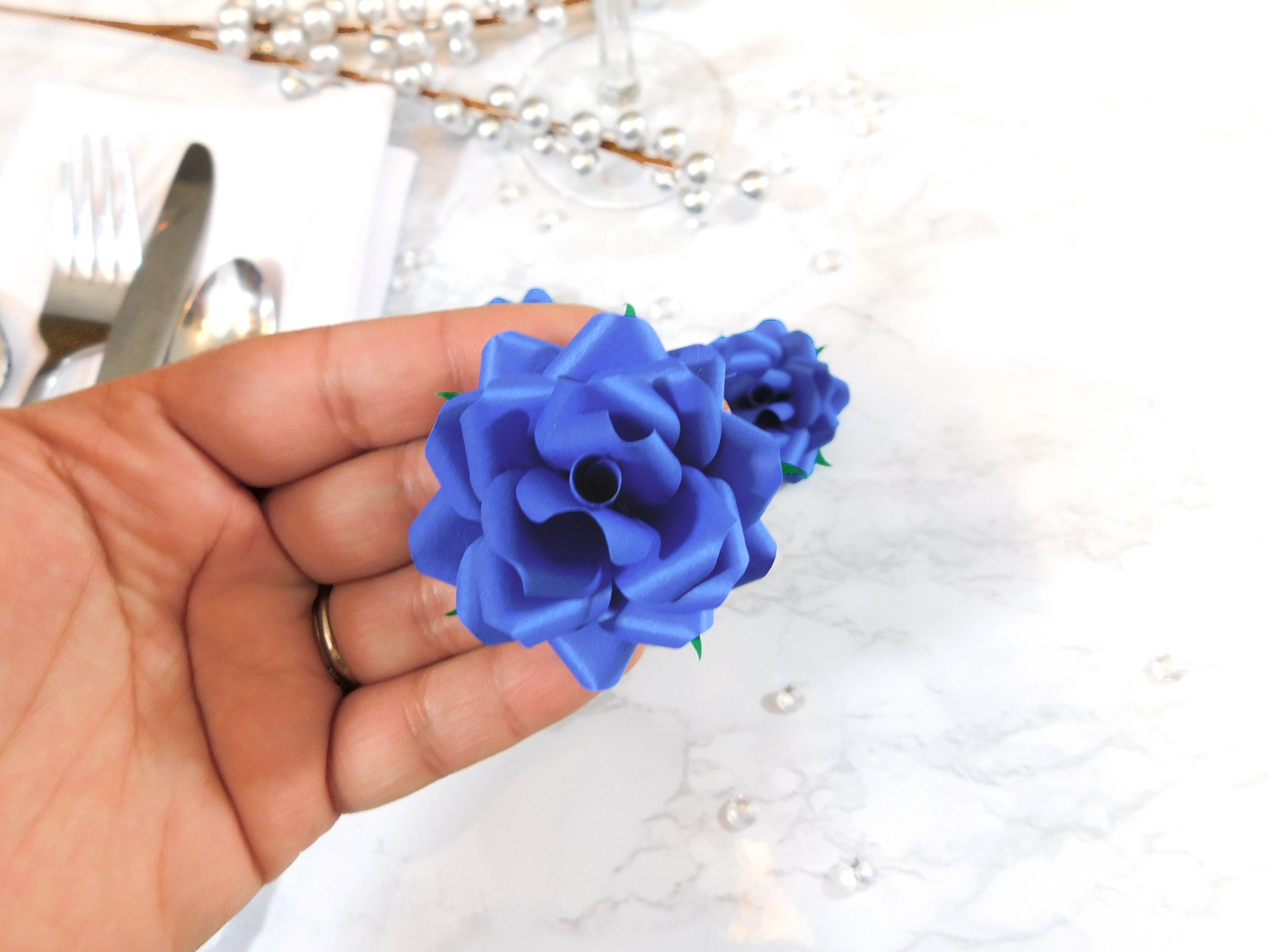 Small Royal Blue Paper Flowers Wedding Table Decor Loose | Etsy