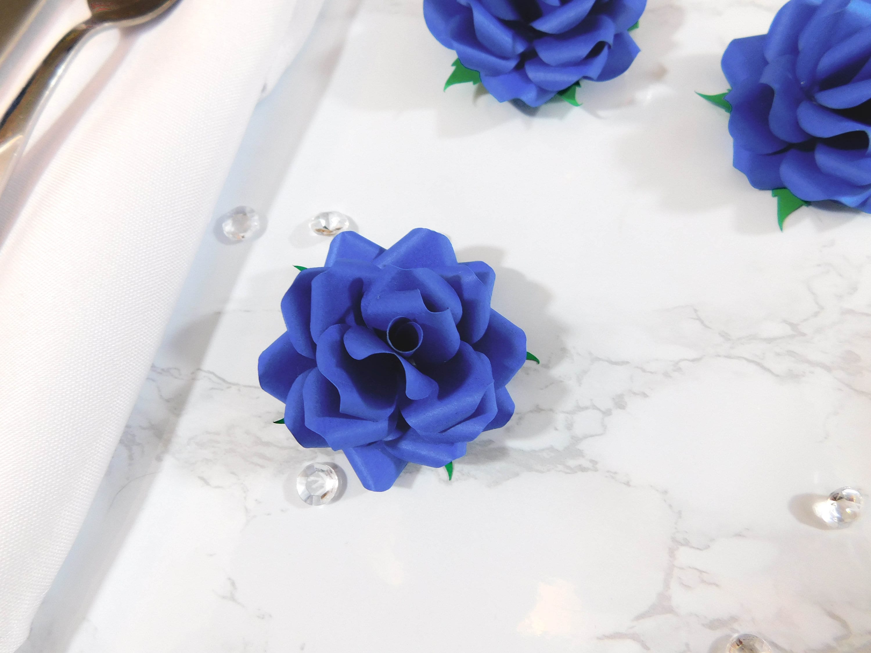 Small Royal Blue Paper Flowers Wedding Table Decor Loose | Etsy