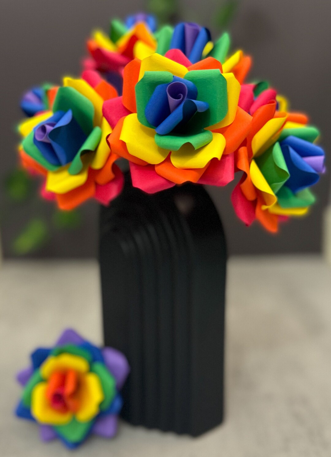 Rainbow Paper Flower Roses With Stems Paper Anniversary Gift LGBTQ Love ...