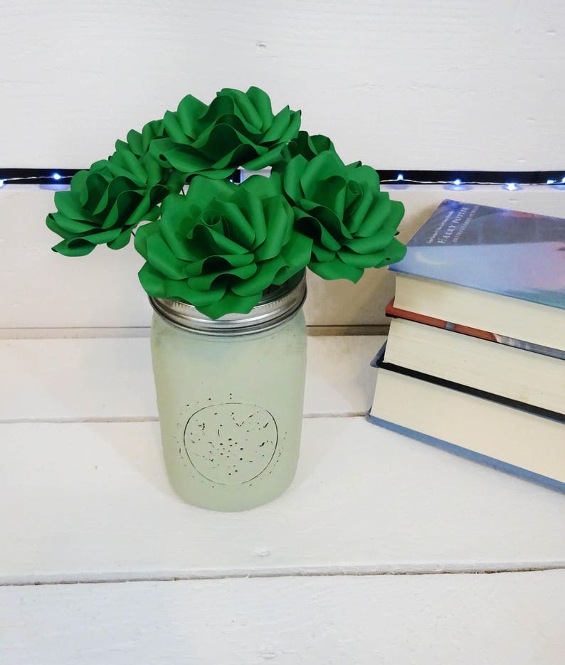 Green Paper Flowers Paper Flowers With Stems Paper Flower - Etsy