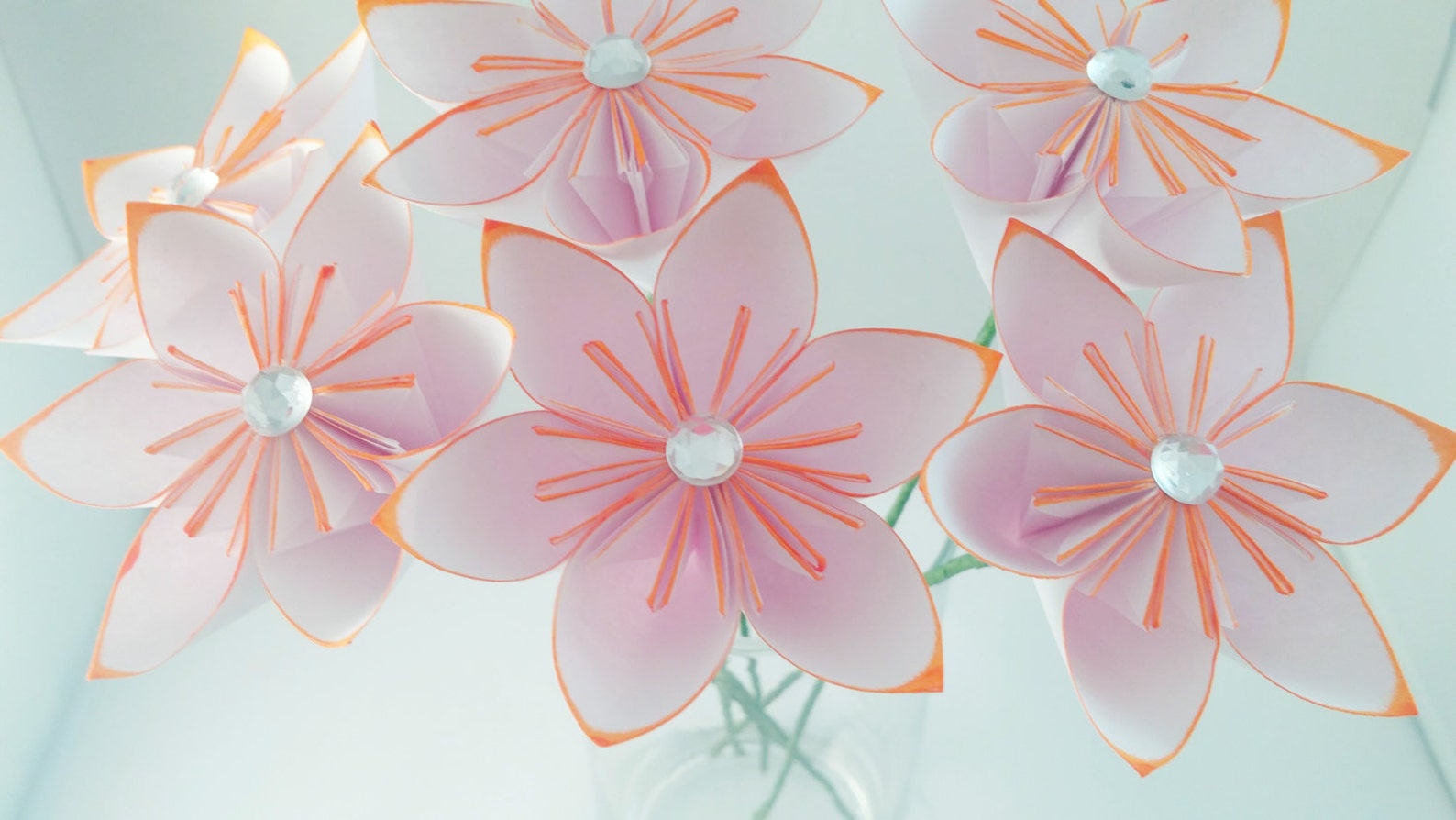 Orange Paper Flowers - Paper Flowers With Stems - Paper Flower Bouquet ...