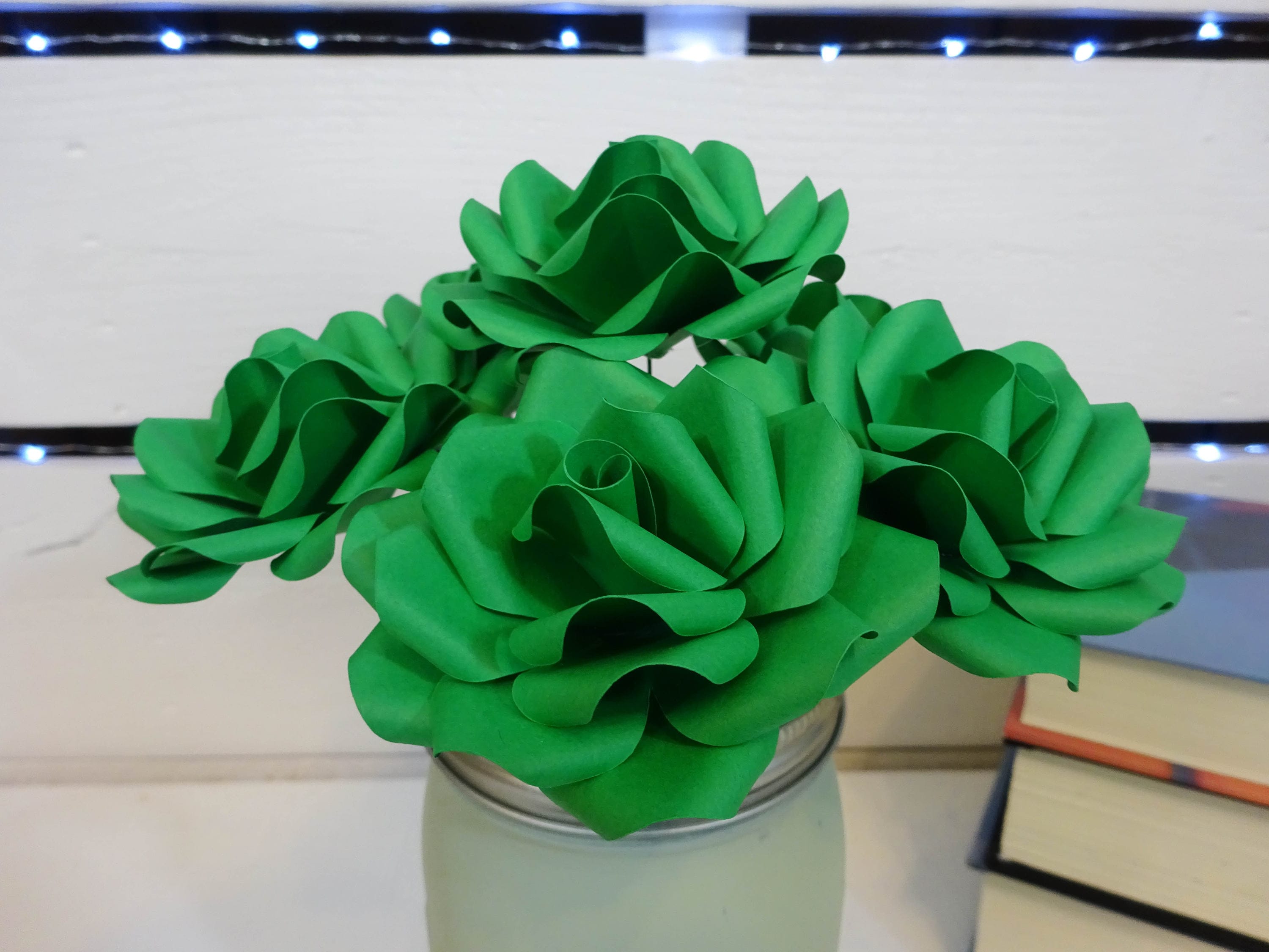 Green Paper Flowers Paper flowers with stems Paper Flower | Etsy