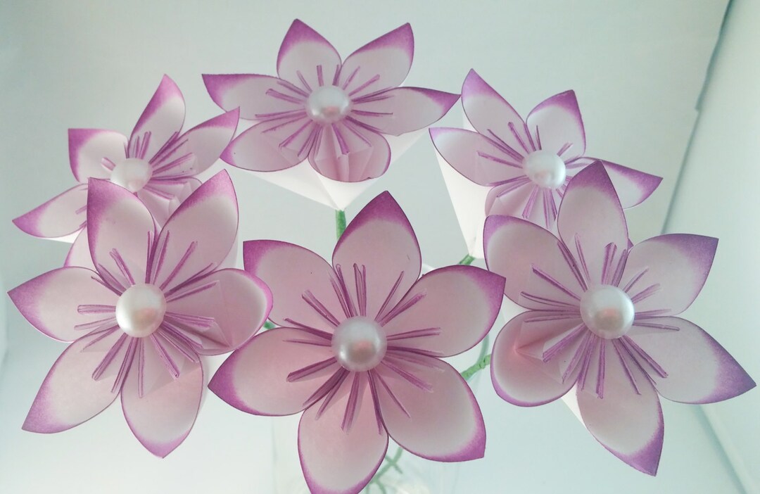 Purple Paper Flowers - Paper Flowers With Stems - Paper Flower Bouquet ...