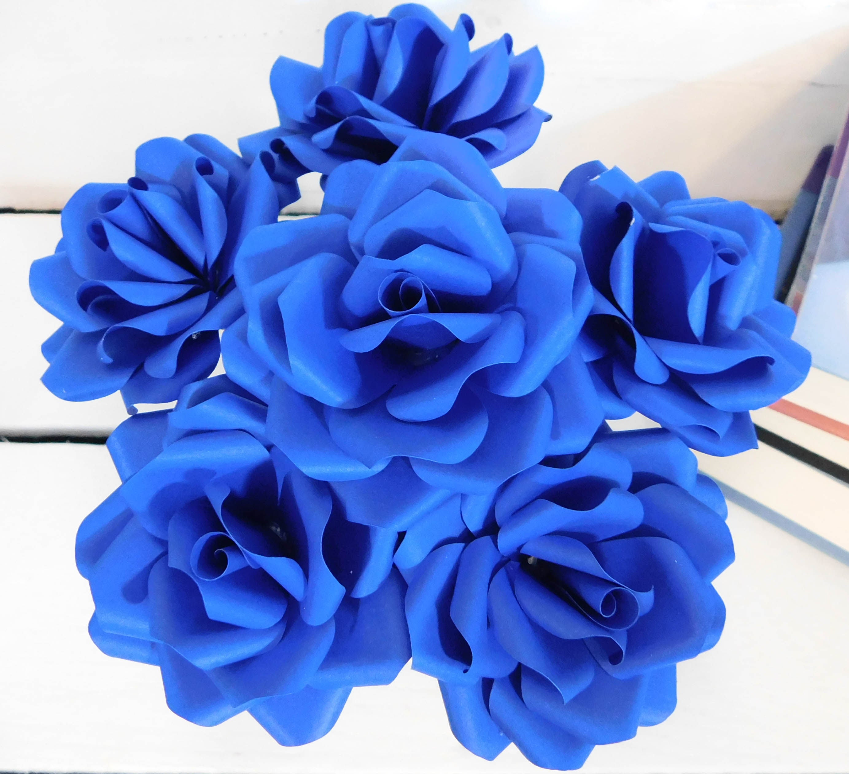 Royal Blue Flowers Paper Flowers With Stems Paper Flower | Etsy