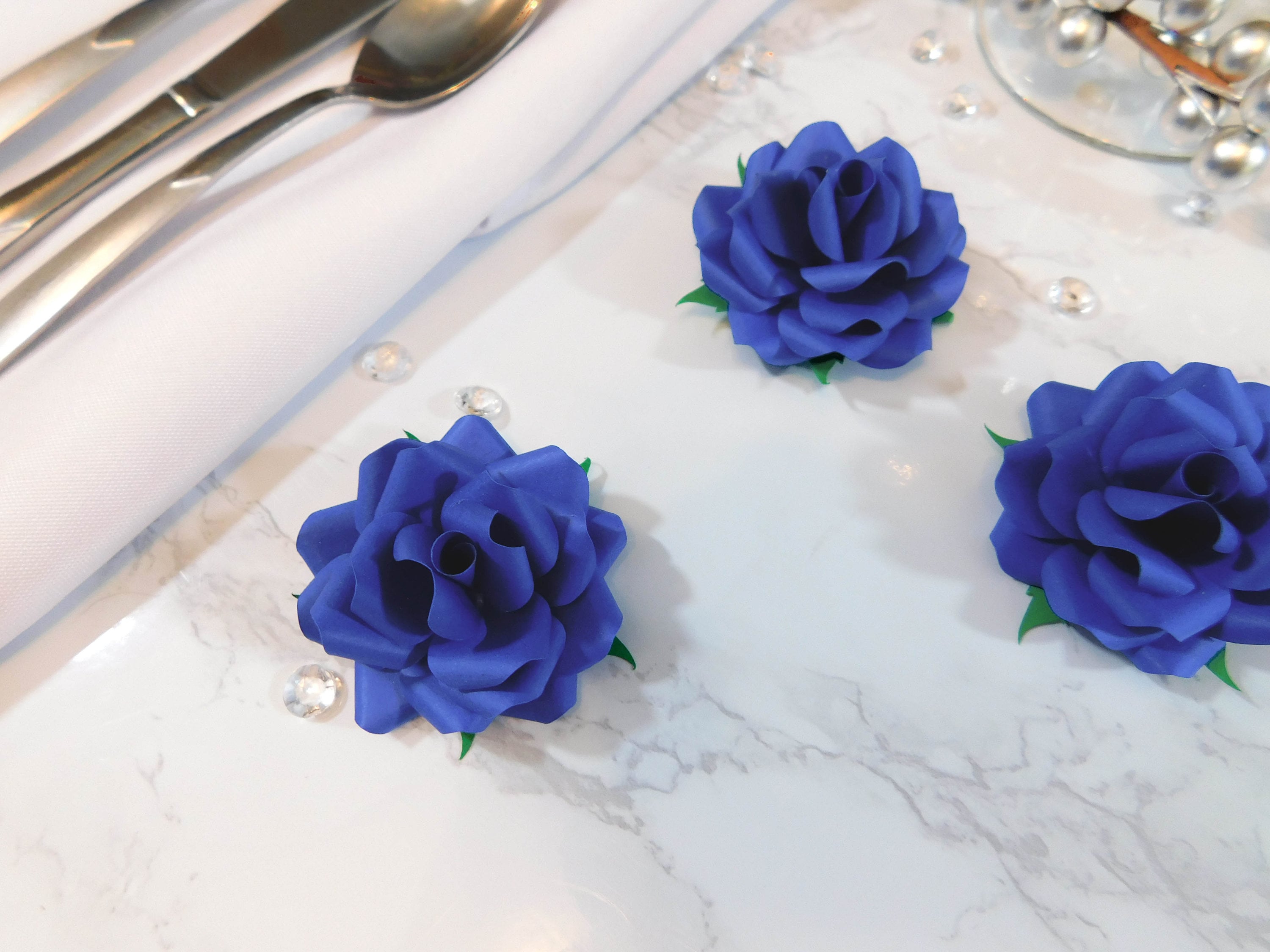 Small Royal Blue Paper Flowers Wedding Table Decor Loose | Etsy