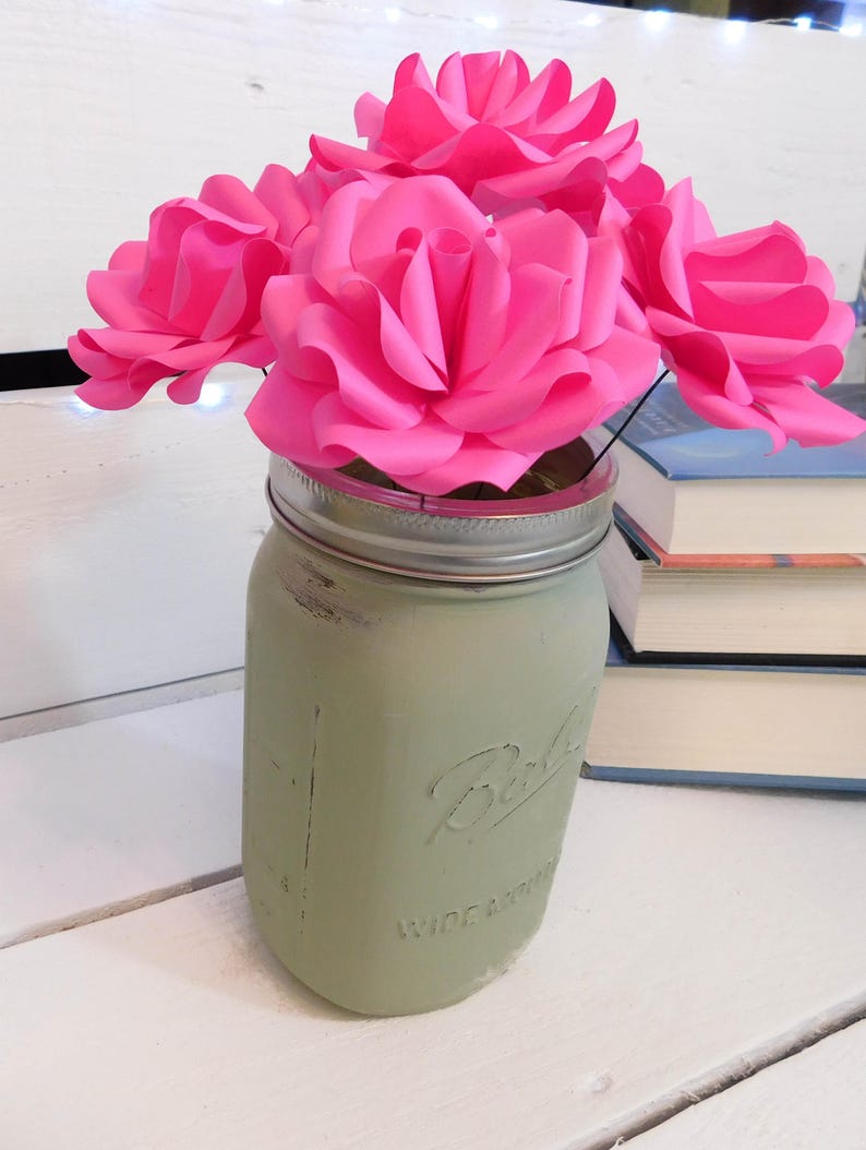 Pink Paper Flowers Paper Flowers With Stems Paper Flower | Etsy