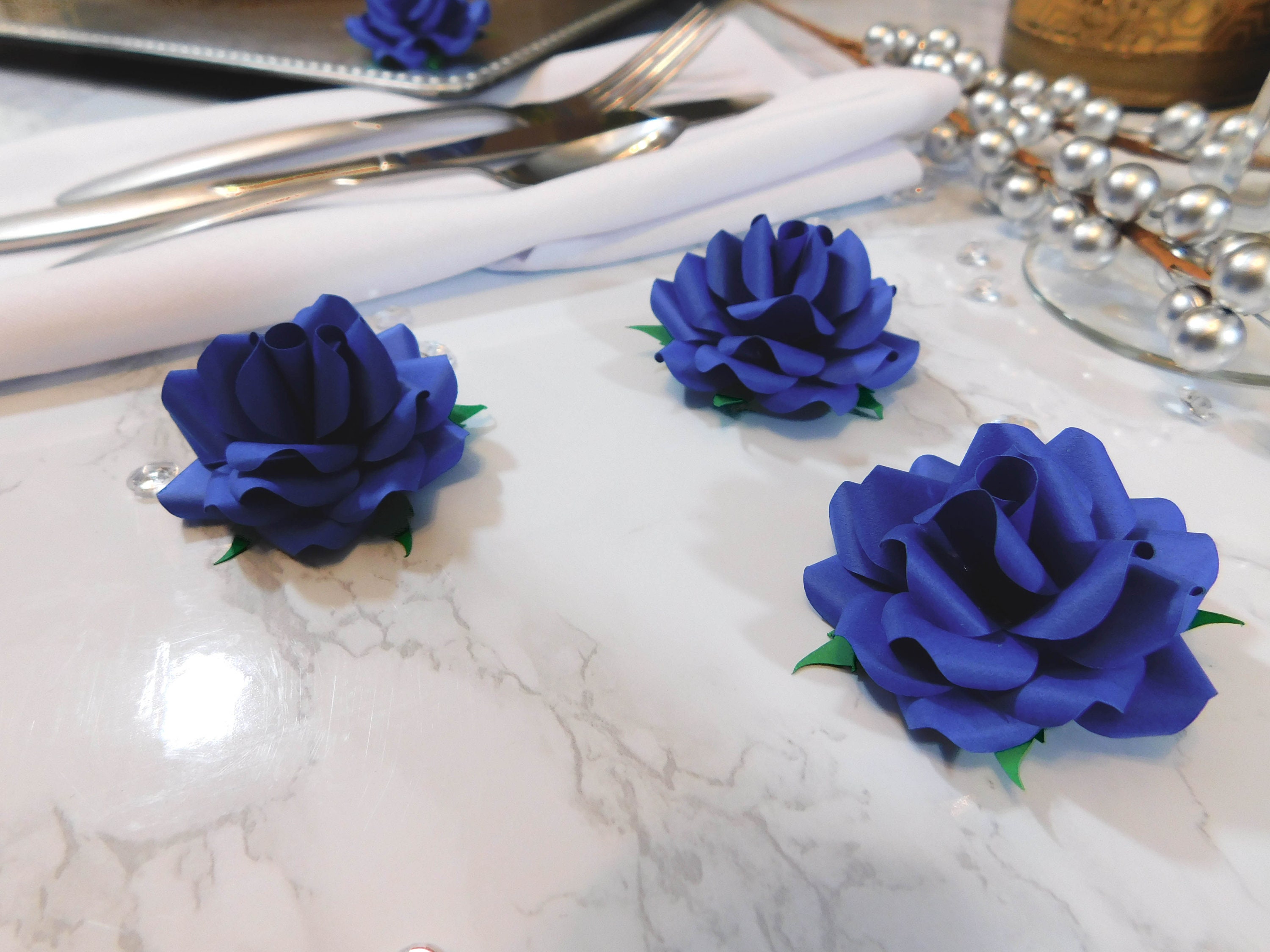 Small Royal Blue Paper Flowers Wedding Table Decor Loose | Etsy