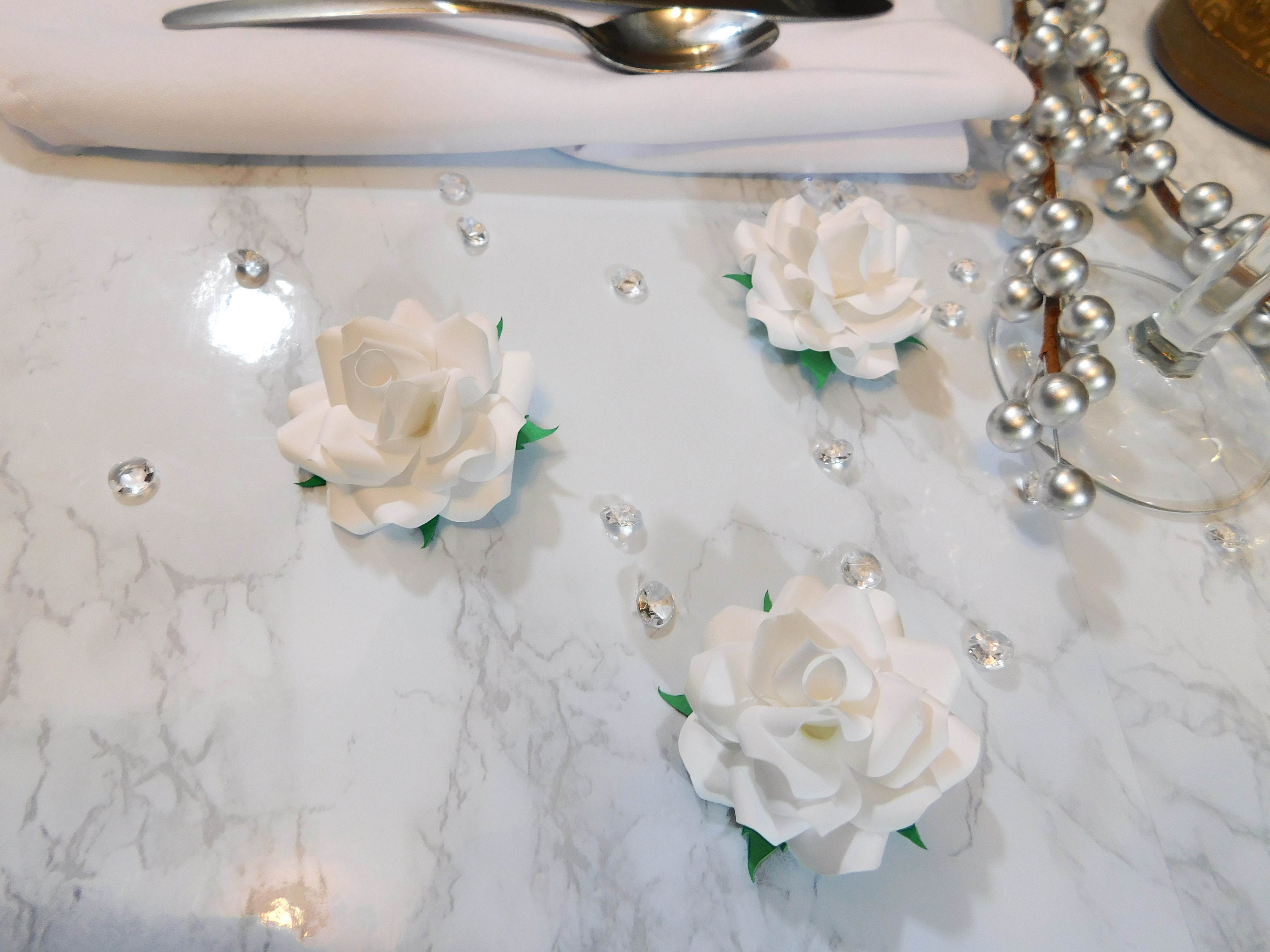 Small White Paper Flowers Wedding Table Decor Loose White | Etsy