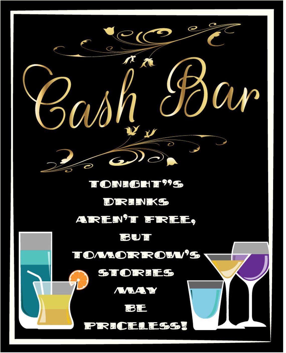 Cash Bar Sign - Etsy