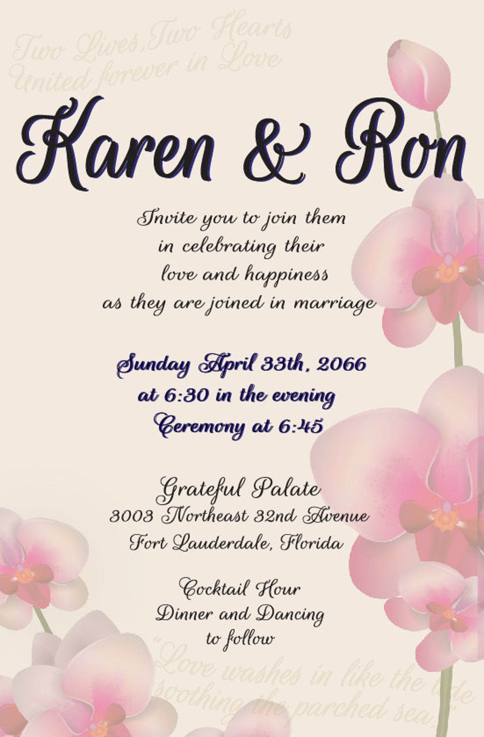 Orchid Wedding Invitation - Etsy