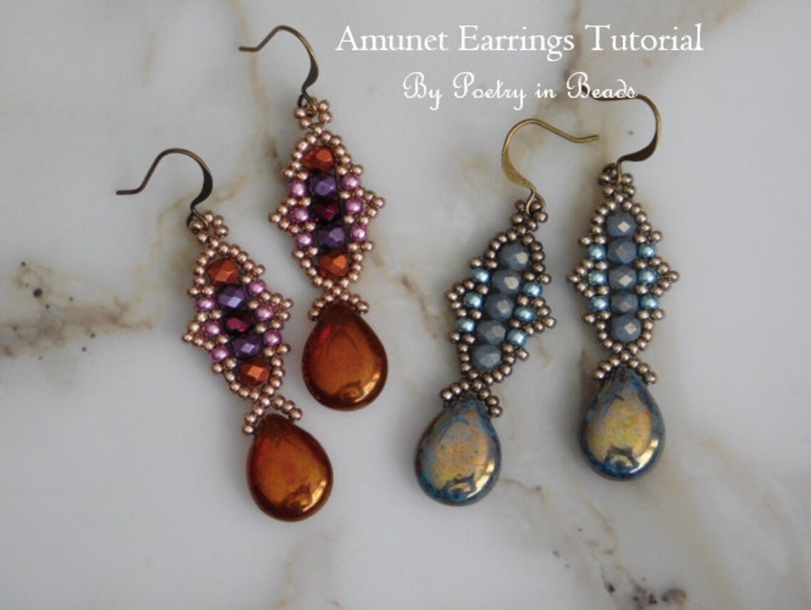 Jewelry Tutorial, Amunet Earrings Tutorial, Earrings Pattern, Beaded ...