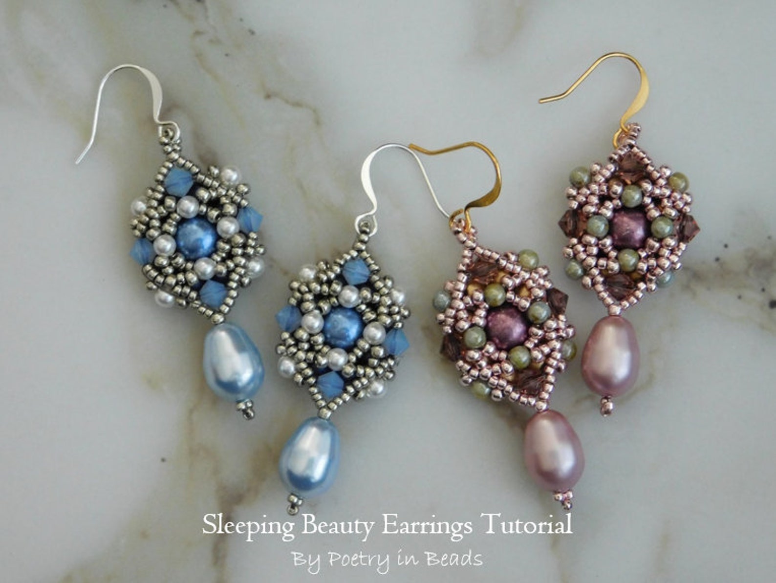 Beaded Earrings Tutorial Sleeping Beauty Earrings Tutorial - Etsy