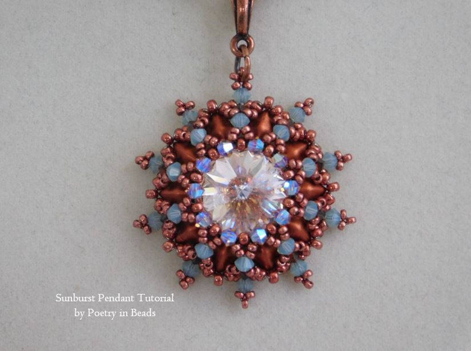Beading Pendant Tutorial, Bead Pattern, Sunburst Pendant, Swarovski ...