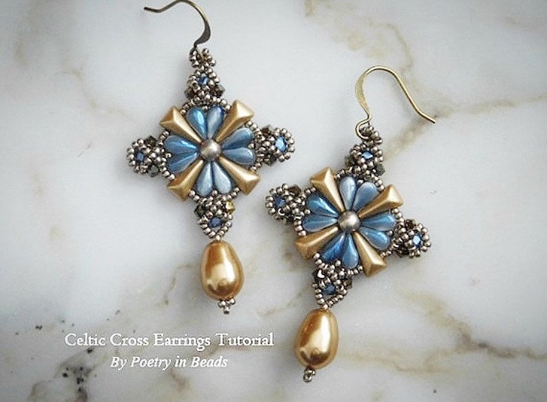 Beaded Earrings Tutorial, Celtic Cross Earrings Tutorial, Vexolo ...