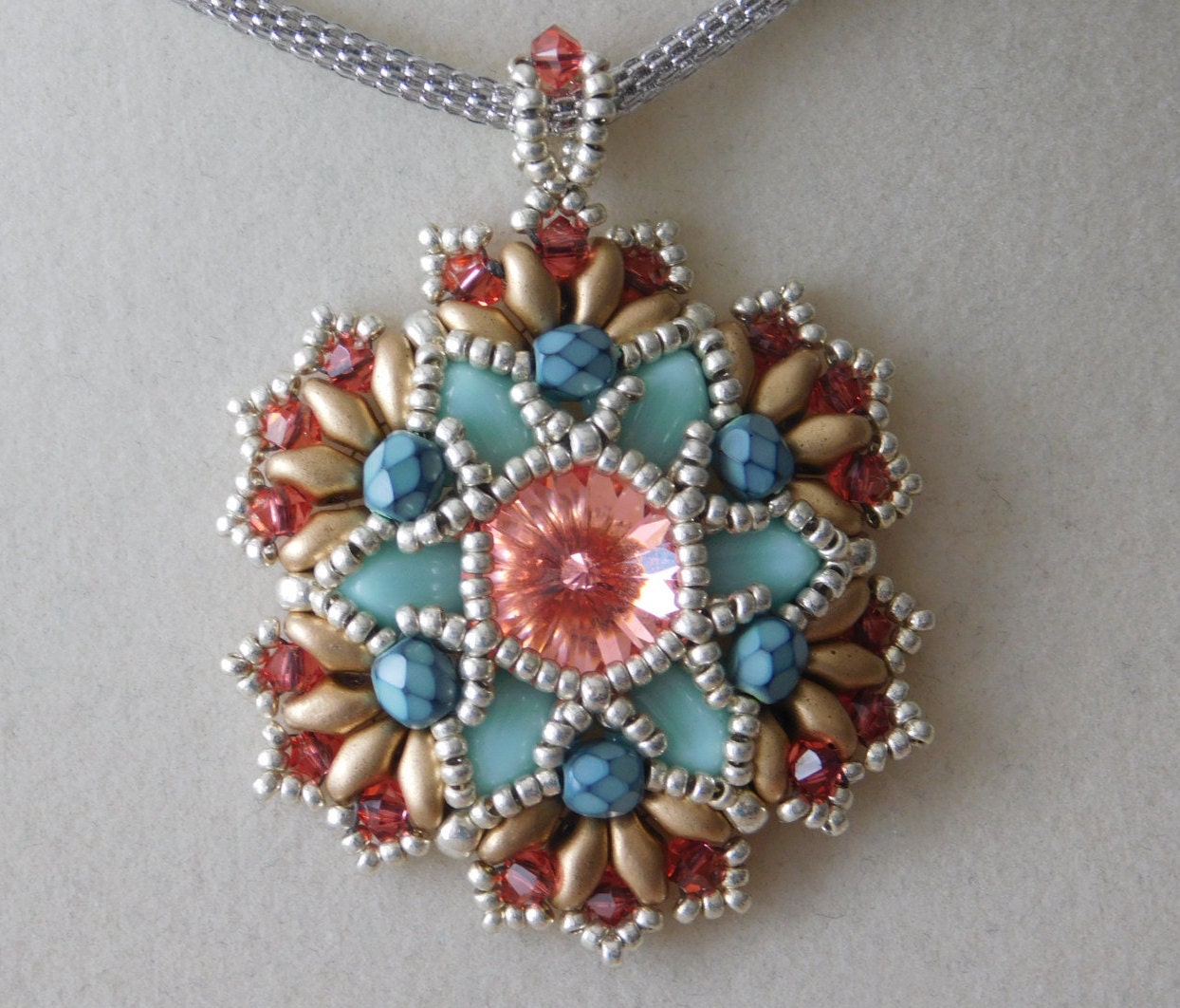 Beaded Pendant Pattern Beading Tutorial Sophia Pendant | Etsy