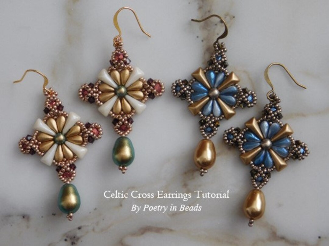 Beaded Earrings Tutorial, Celtic Cross Earrings Tutorial, Vexolo ...