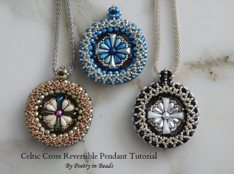 Beaded Jewelry Tutorial, Celtic Cross Reversible Pendant Tutorial ...