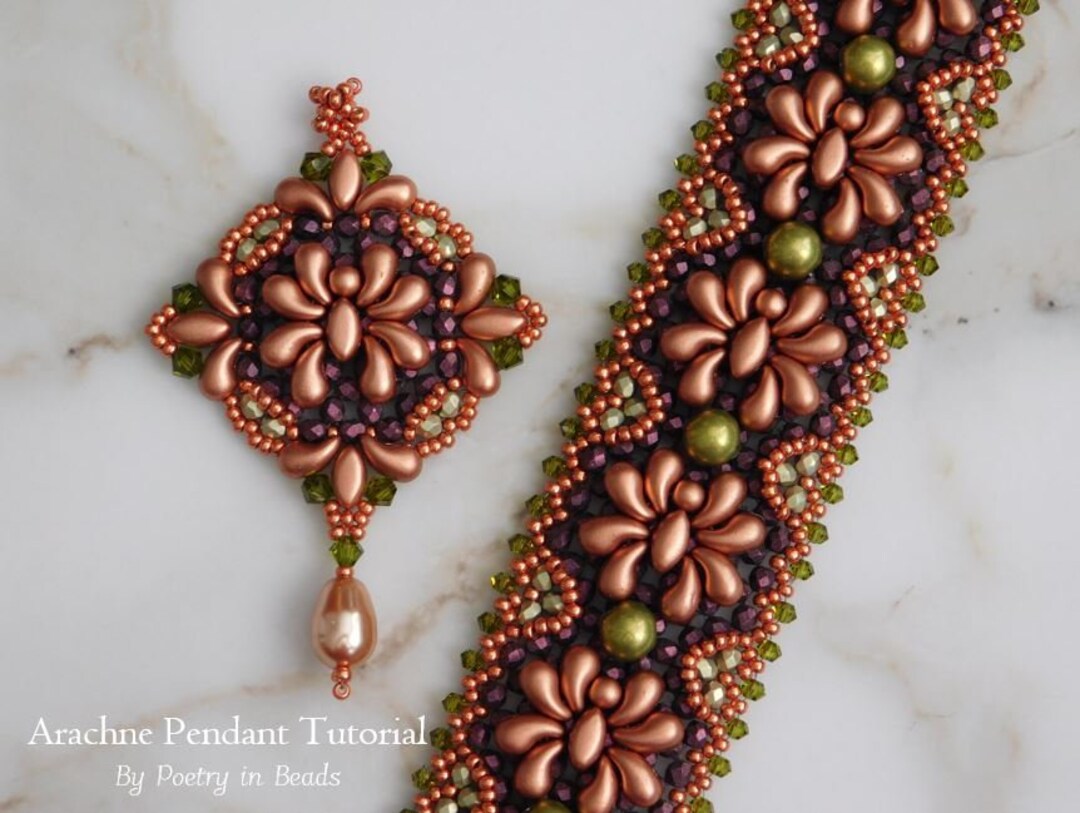 2 Beading Tutorials, Arachne Collection, Bracelet and Pendant Tutorials, Spider Jewelry ...