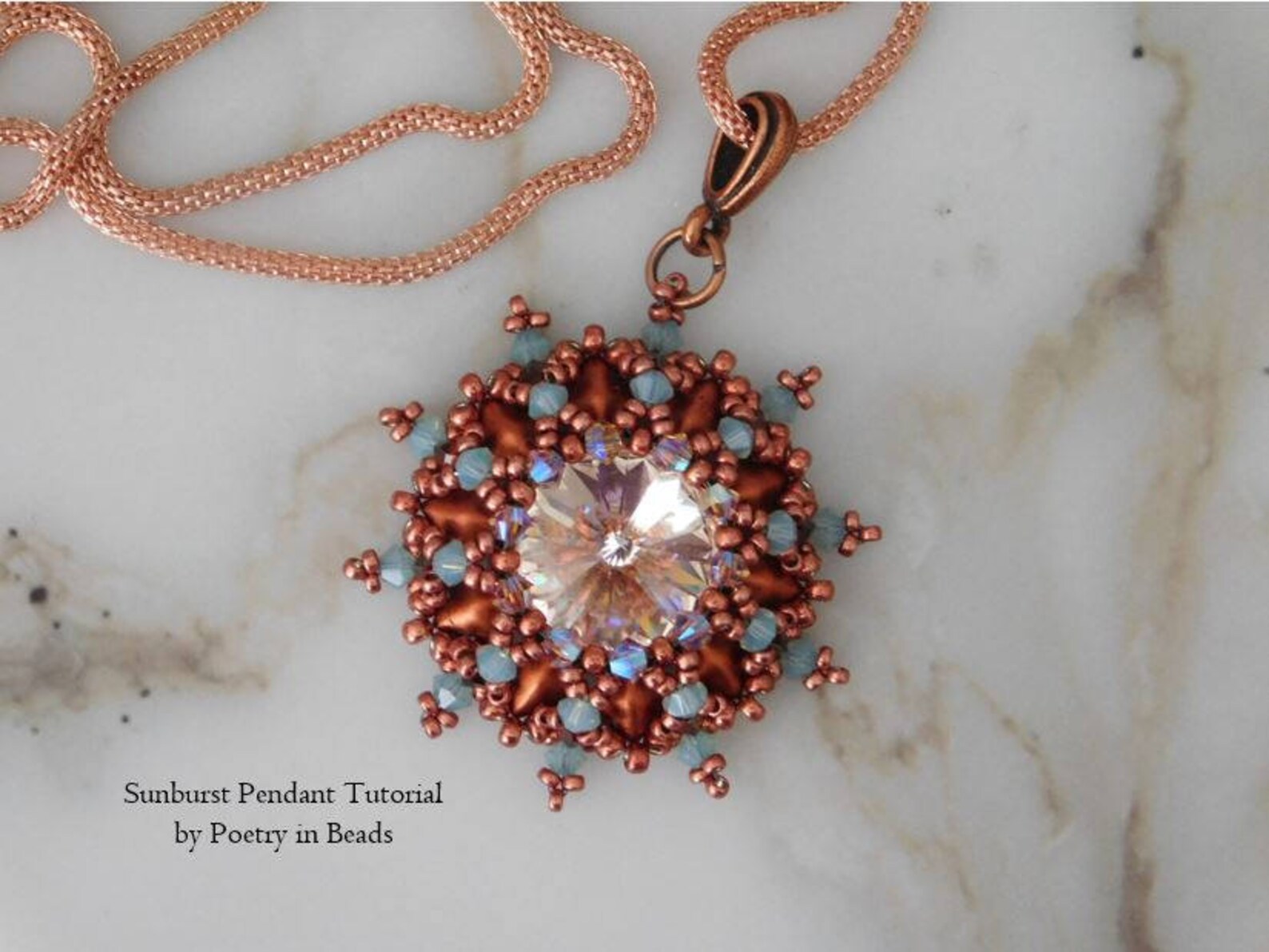 Beading Pendant Tutorial, Bead Pattern, Sunburst Pendant, Swarovski ...